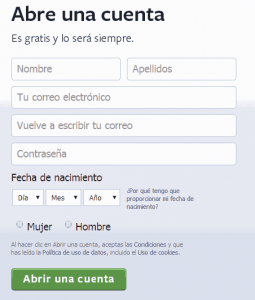 Registrarse en Facebook