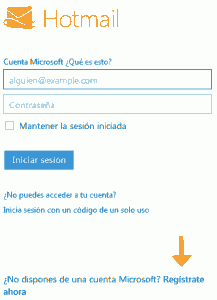 Hotmail crear cuenta